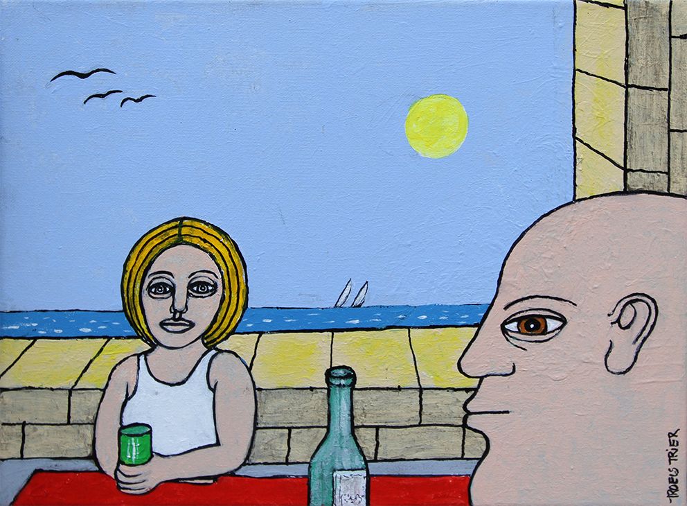 Troels Trier – Eftermiddag på terassen, 30x40 cm, Maleri – Akryl på lærred