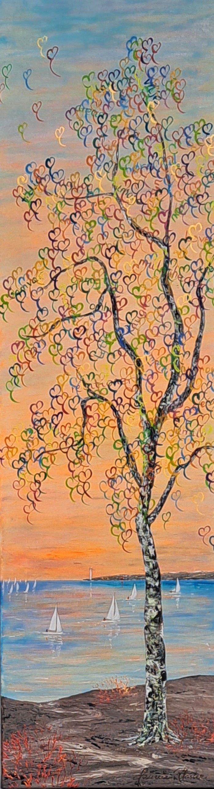 Jannie Kloster – Tree of life, 120x35 cm, Maleri – Akryl på lærred